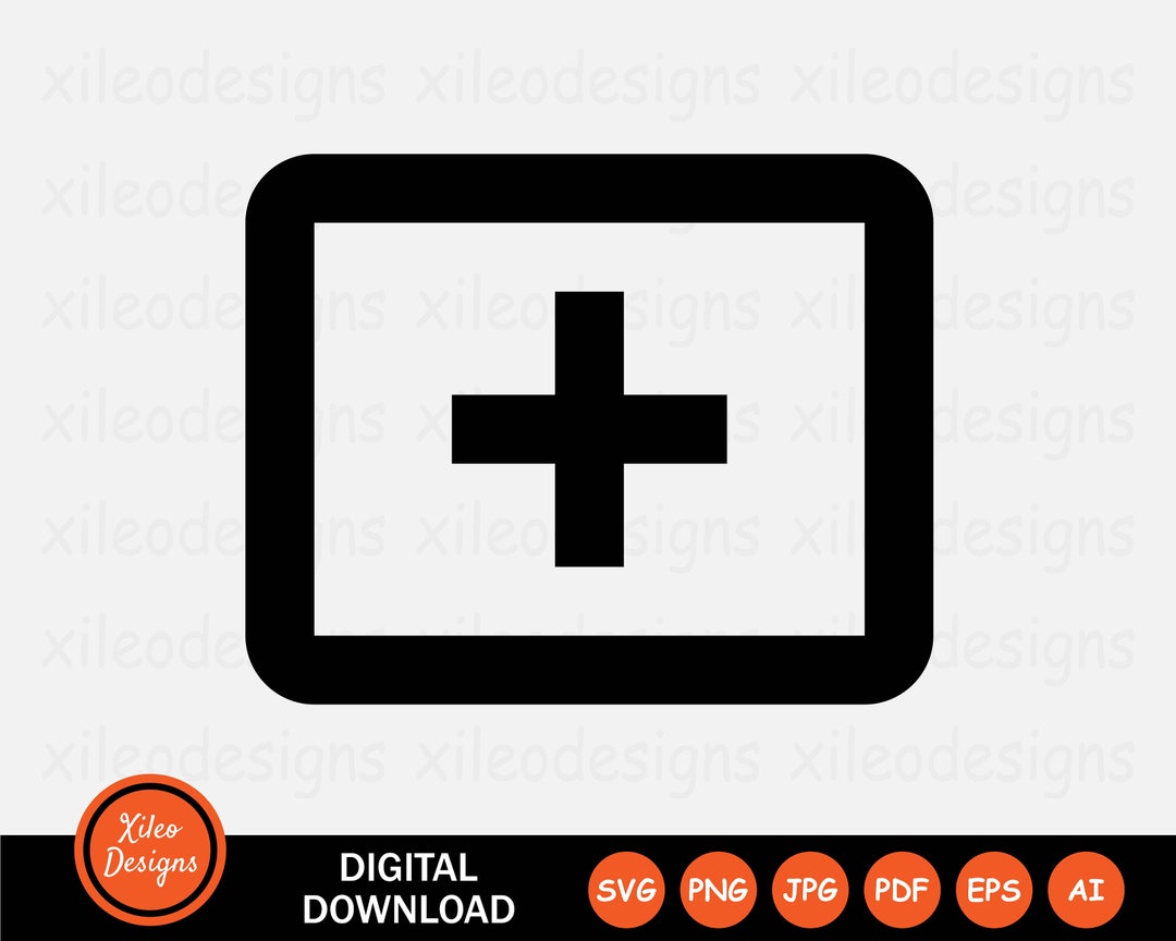 First Aid Box Icon SVG - Add New Button Cross Plus Medical Health Line ...