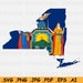 New York Map Flag SVG - NY USA United States of America, State Border ...