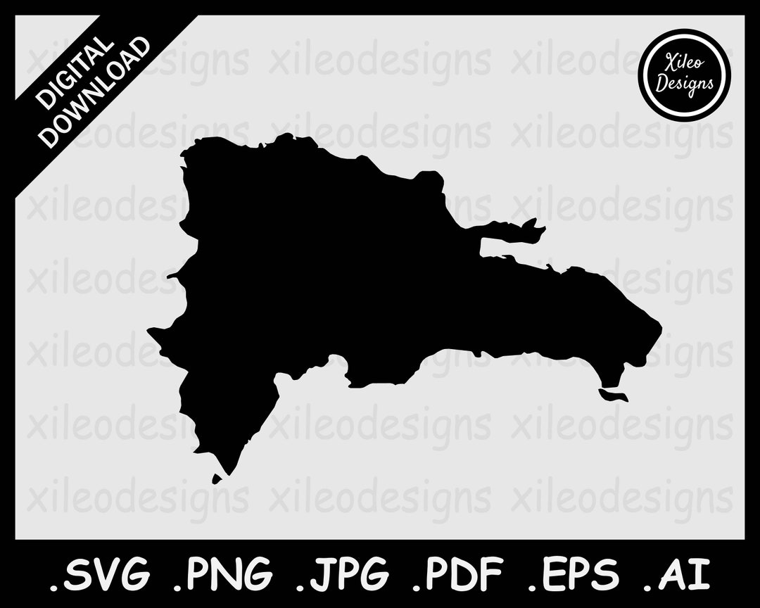 Dominican Republic Map SVG, Country National Border Boundary, Black ...