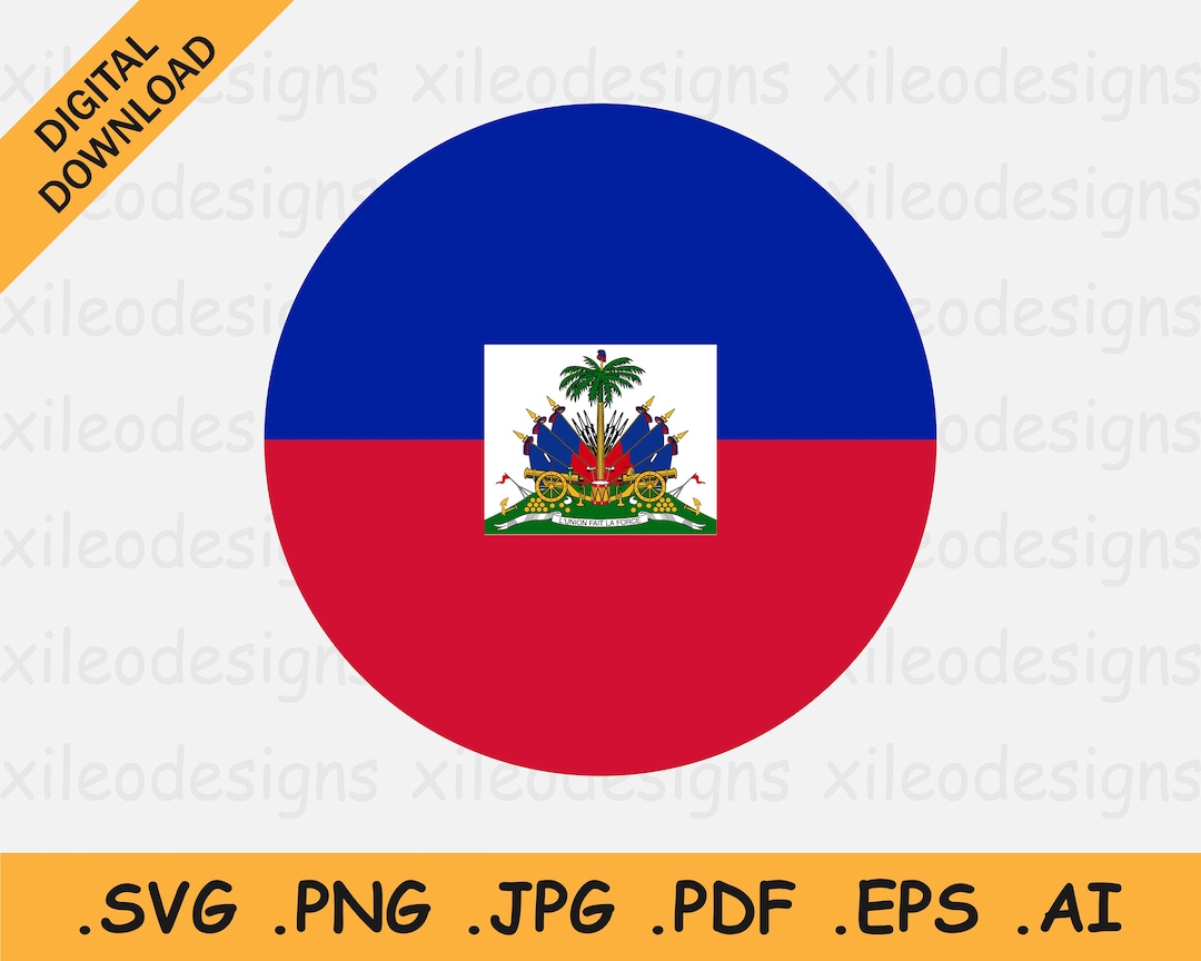 Haiti Round Flag SVG - Haitian Circle Banner, Country National Circular ...