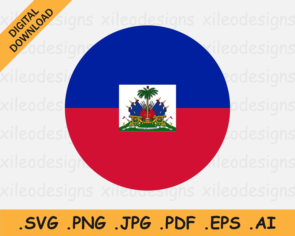 Haiti Round Flag SVG - Haitian Circle Banner, Country National Circular ...