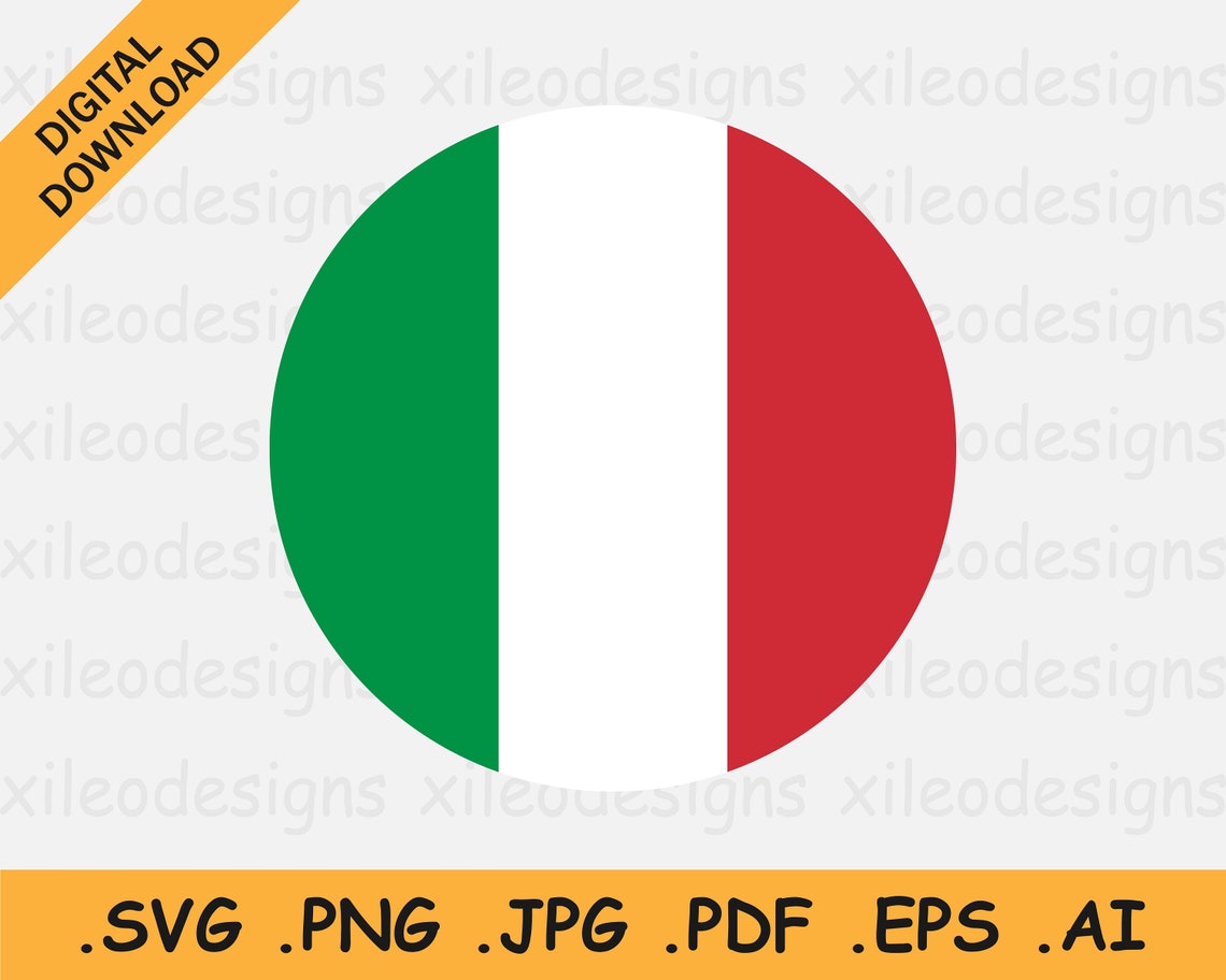 Italy Round Flag SVG - Italian Circle Banner, National Circular Button ...