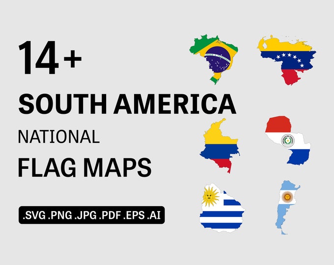 South America Countries Flag Maps SVG South American Country - Etsy