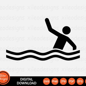 Drowning SVG Drown Calling for Help Water Sea Ocean Rescue Symbol Icon ...