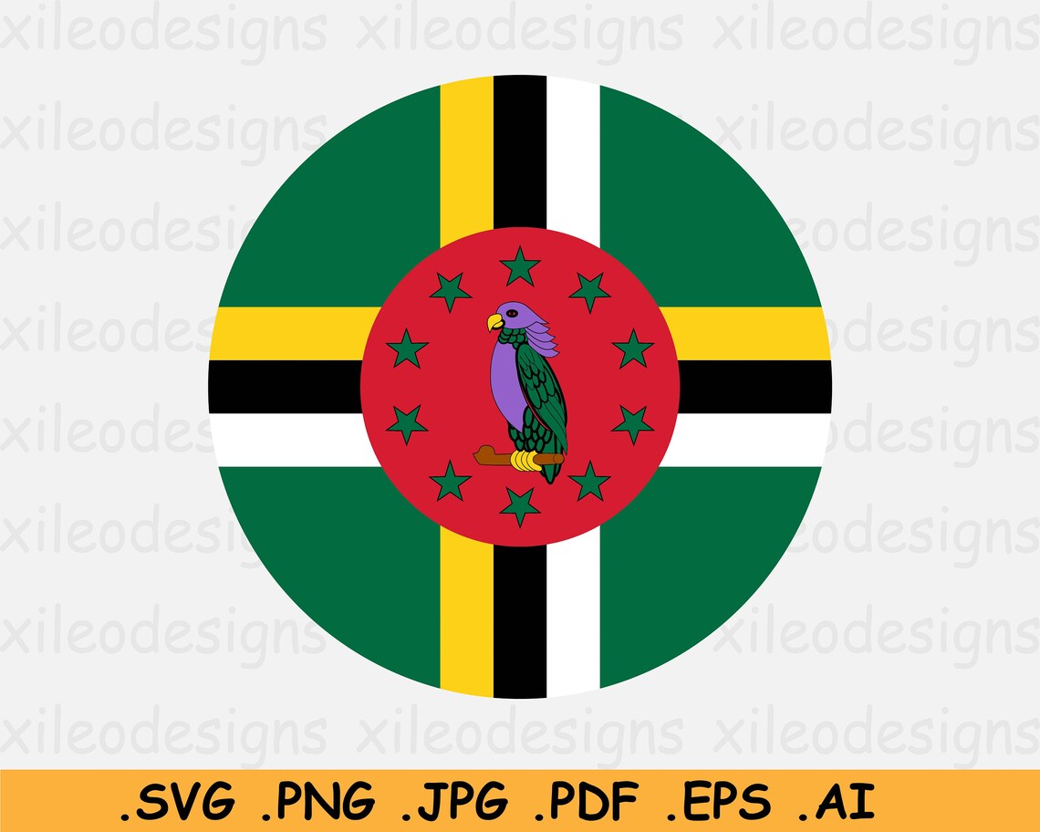 Dominica Round Flag SVG Dominican Circular Banner National | Etsy
