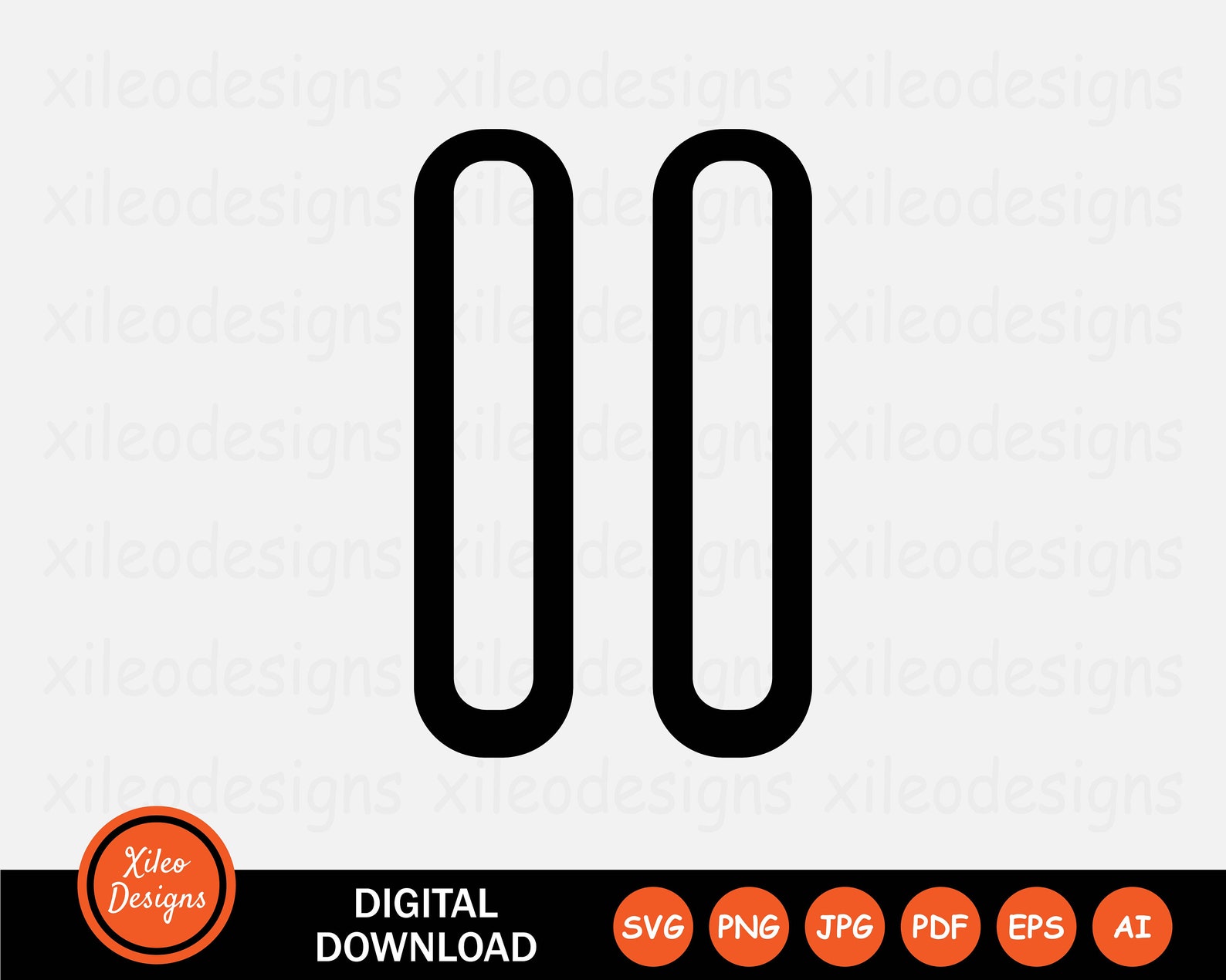 Pause Line Icon SVG Music Movie Video Media Control App Png Jpg Eps Ai ...