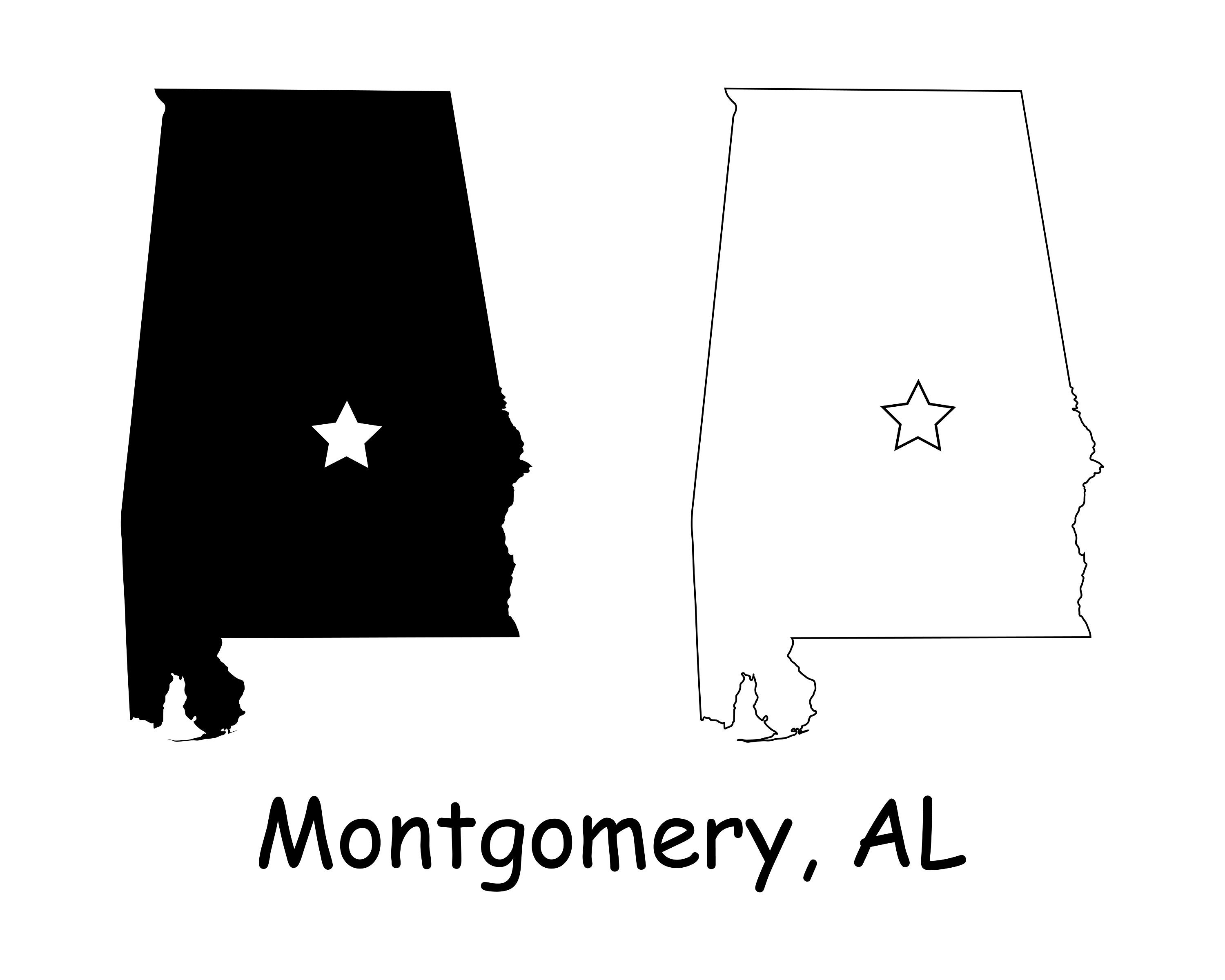 Montgomery Alabama AL State Capital City Border Map US USA - Etsy