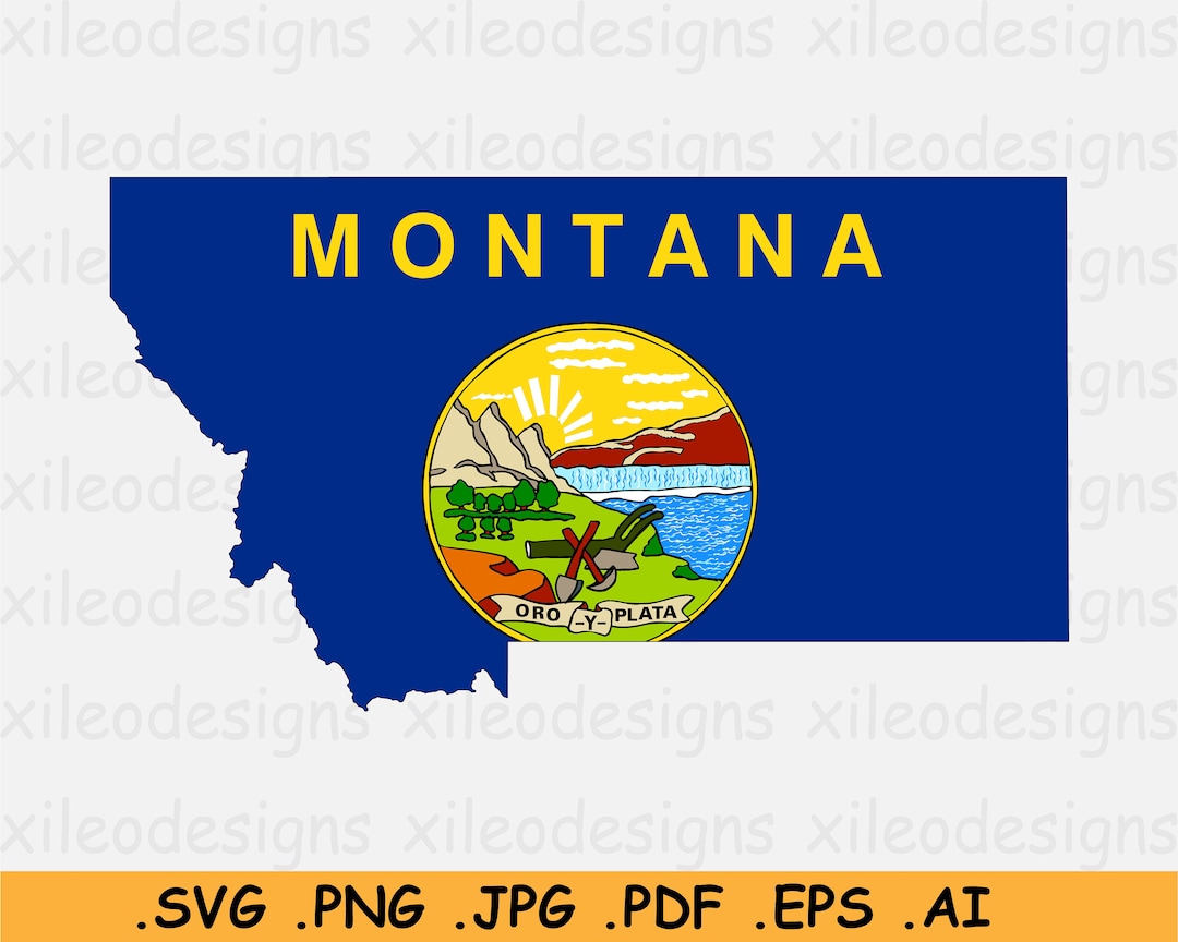 Montana Map Flag SVG - MT USA United States of America, State Border ...