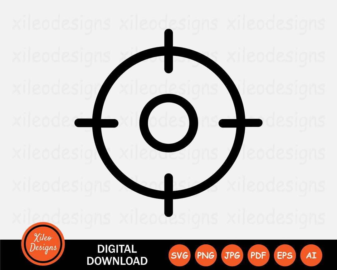 Round Crosshair Icon SVG Target Aim Cross Sight Sniper Sign Symbol ...