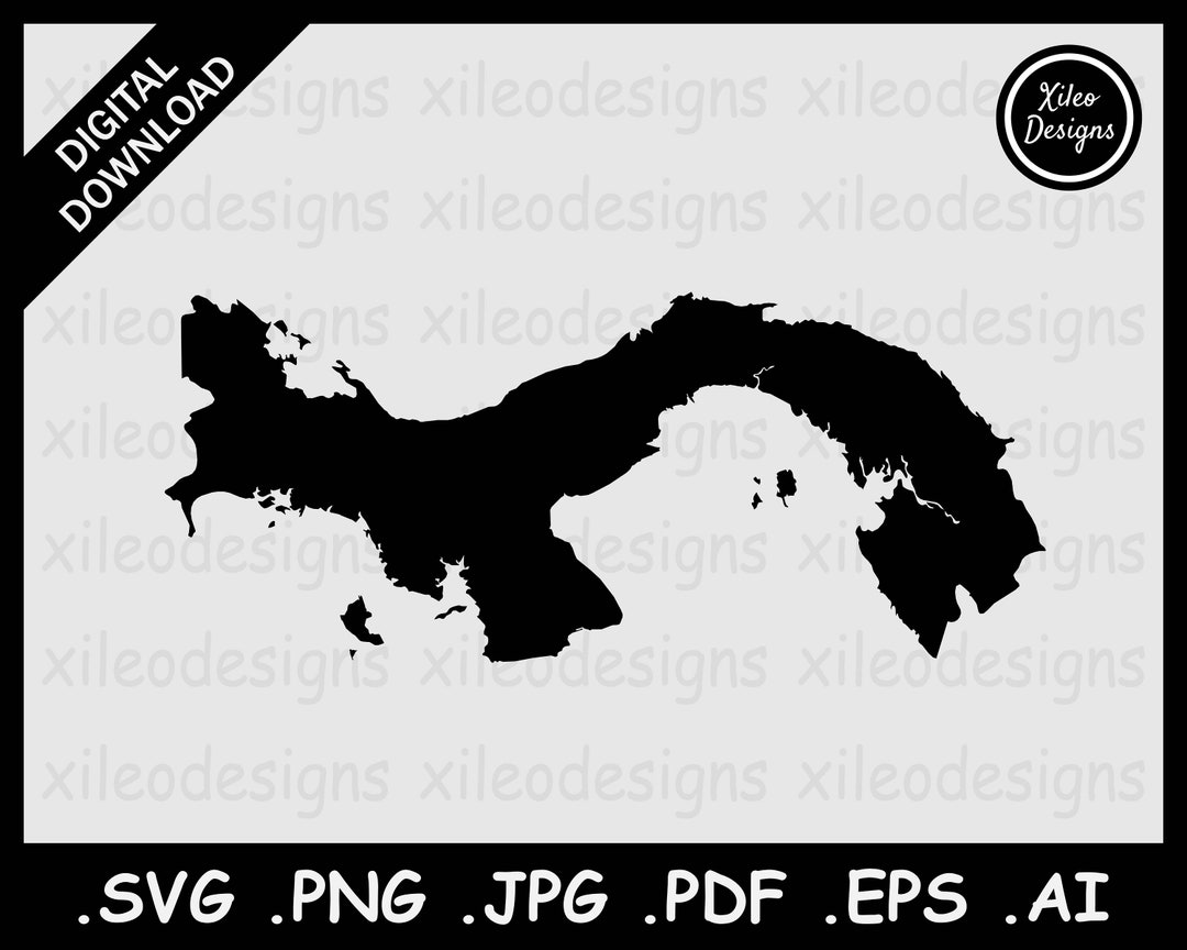 Panama Map SVG, Panamanian Country National Border Boundary Map, Black ...