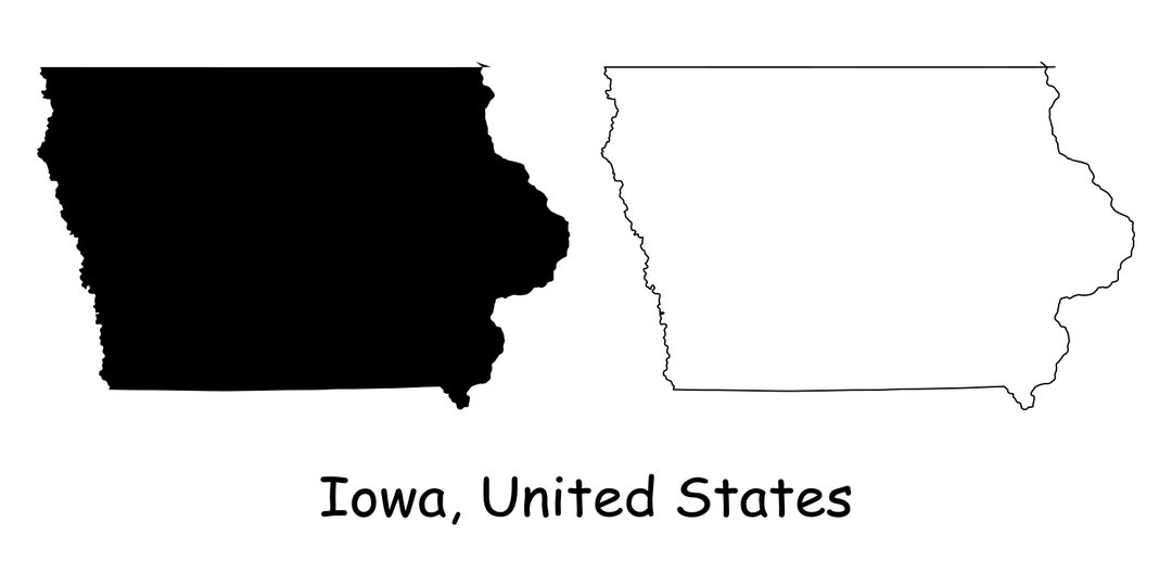 Iowa Map SVG - IA USA United States of America Us, Black and White ...