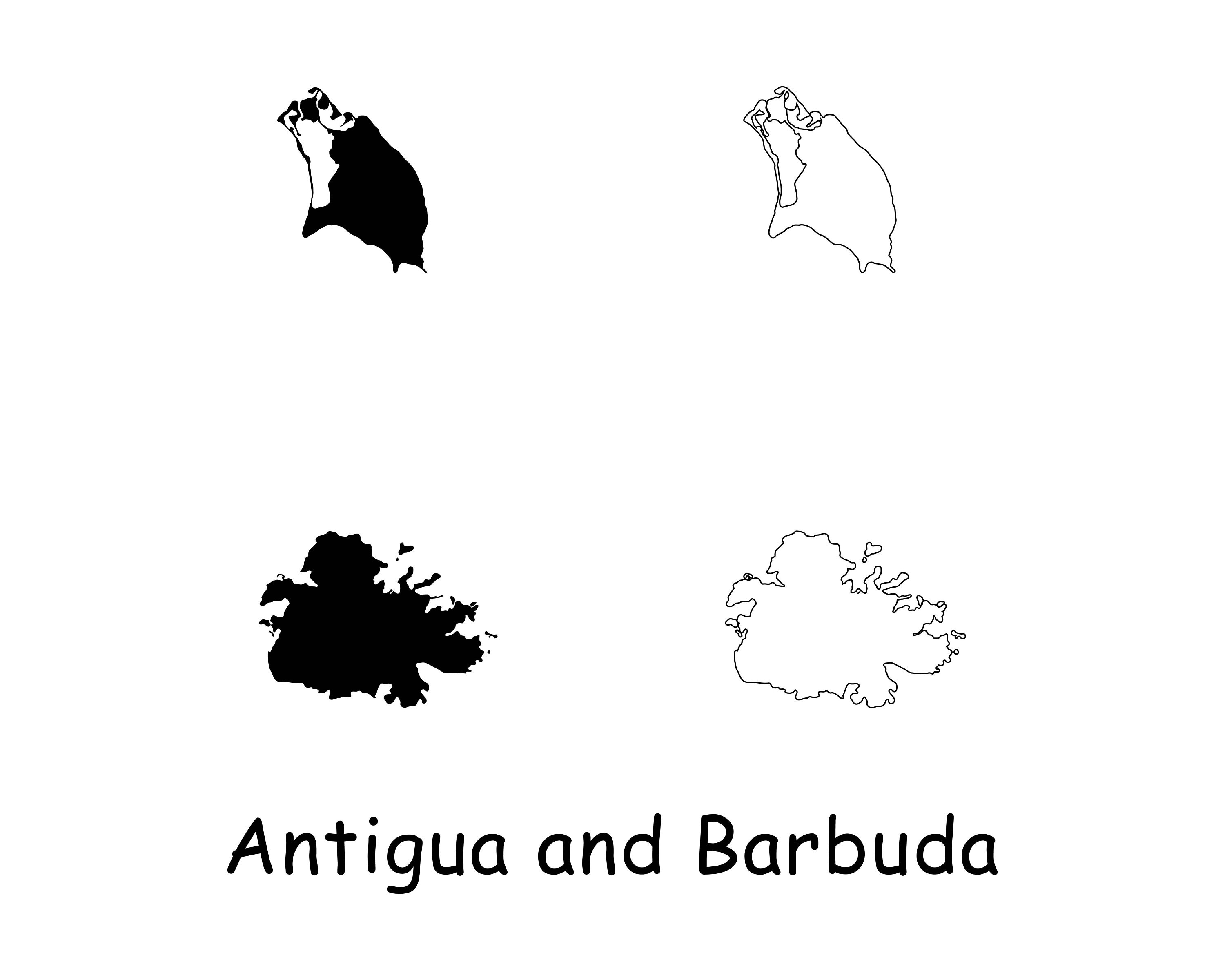 Antigua and Barbuda Map Map of Antigua and Barbuda National | Etsy