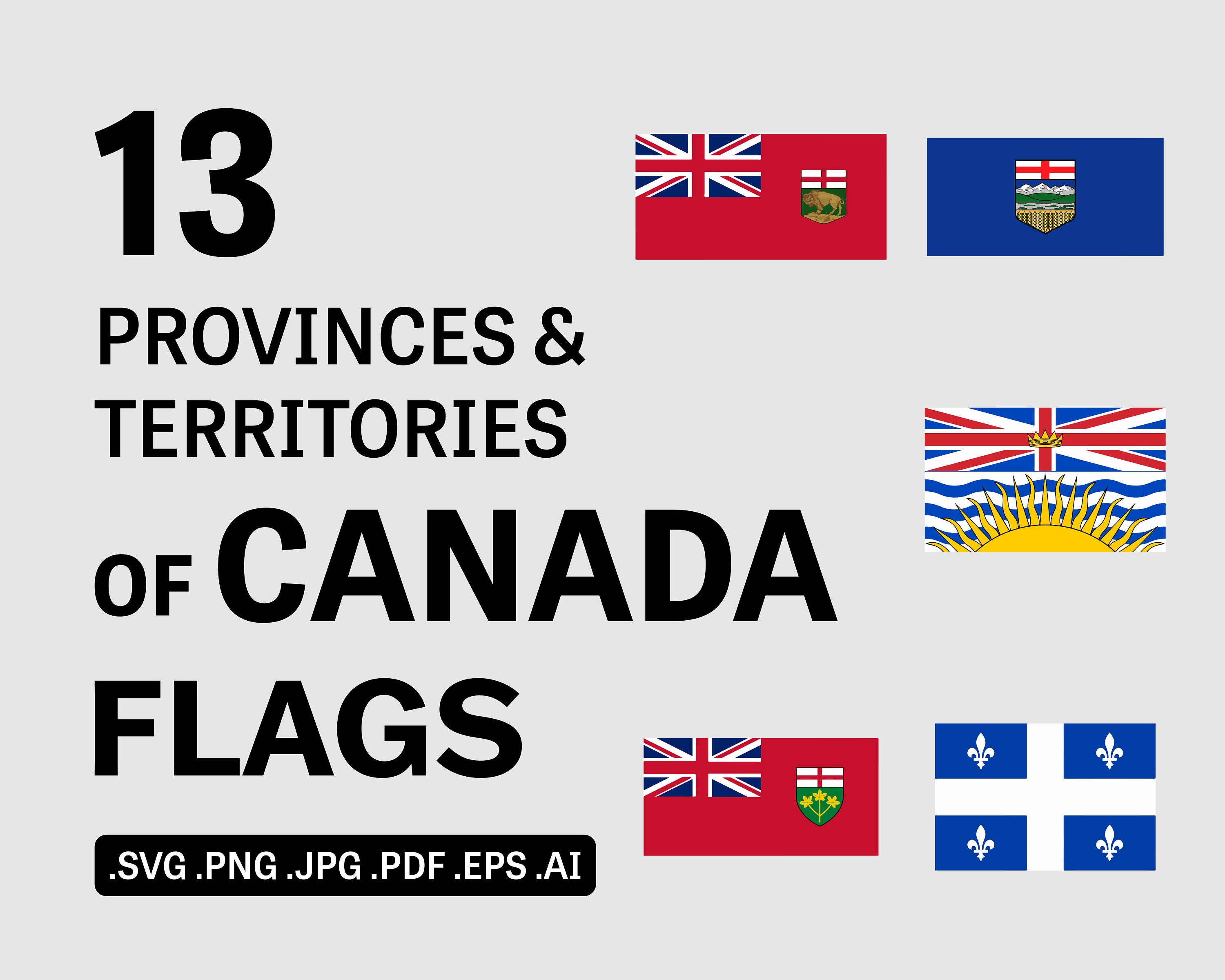 Canada Province Flags SVG Bundle Canadian Territory Flag - Etsy Australia