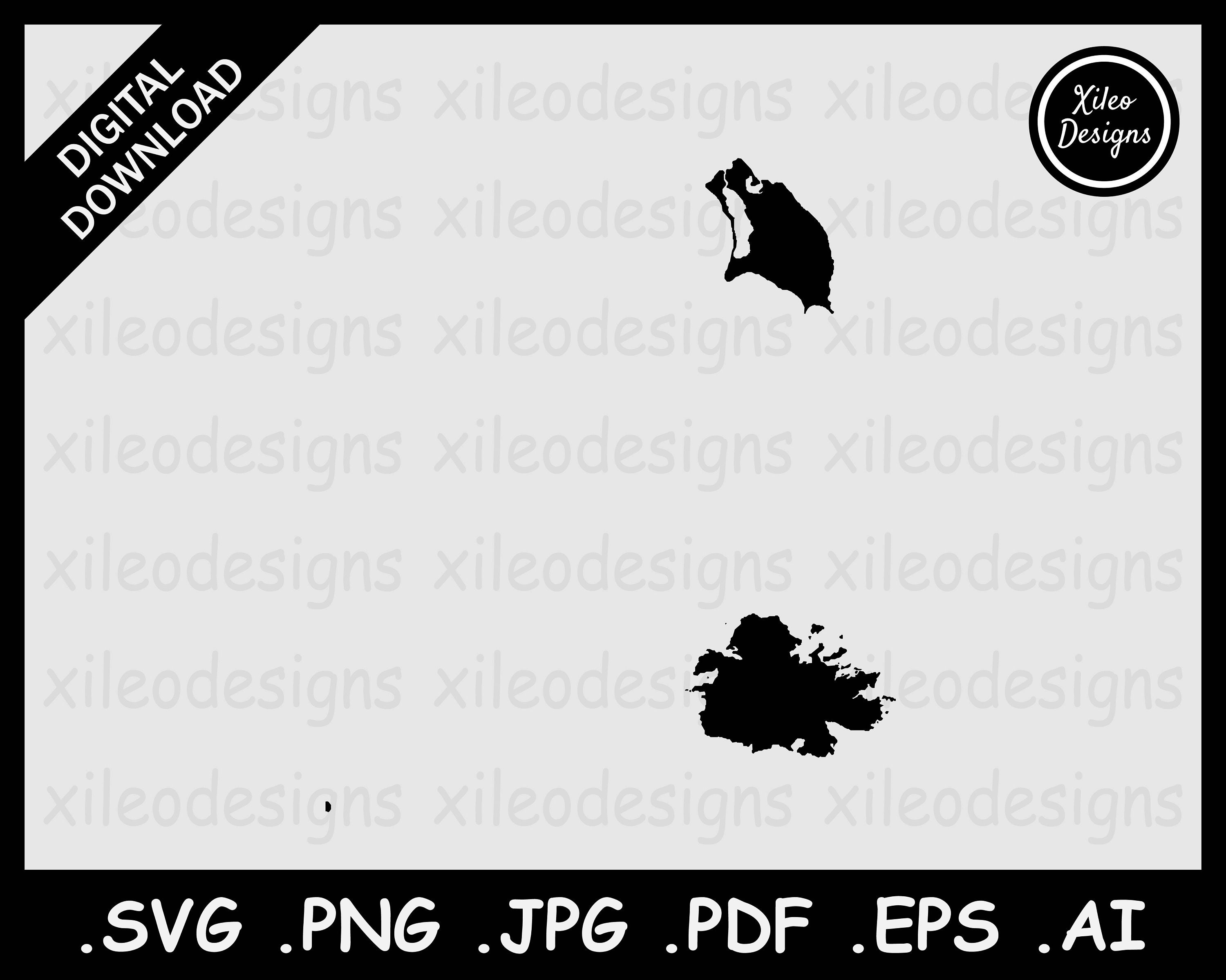 Antigua and Barbuda Map SVG, Antiguan and Barbudan Border Boundary ...