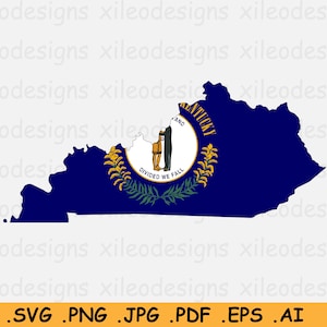 Kentucky Map Flag SVG - KY USA United States of America, State Border ...