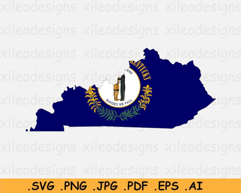 Kentucky Map Flag SVG KY USA United States of America State - Etsy