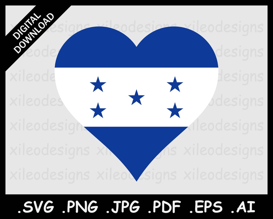 Honduras Heart Flag SVG, Honduran Love Shape Banner, Digital National ...