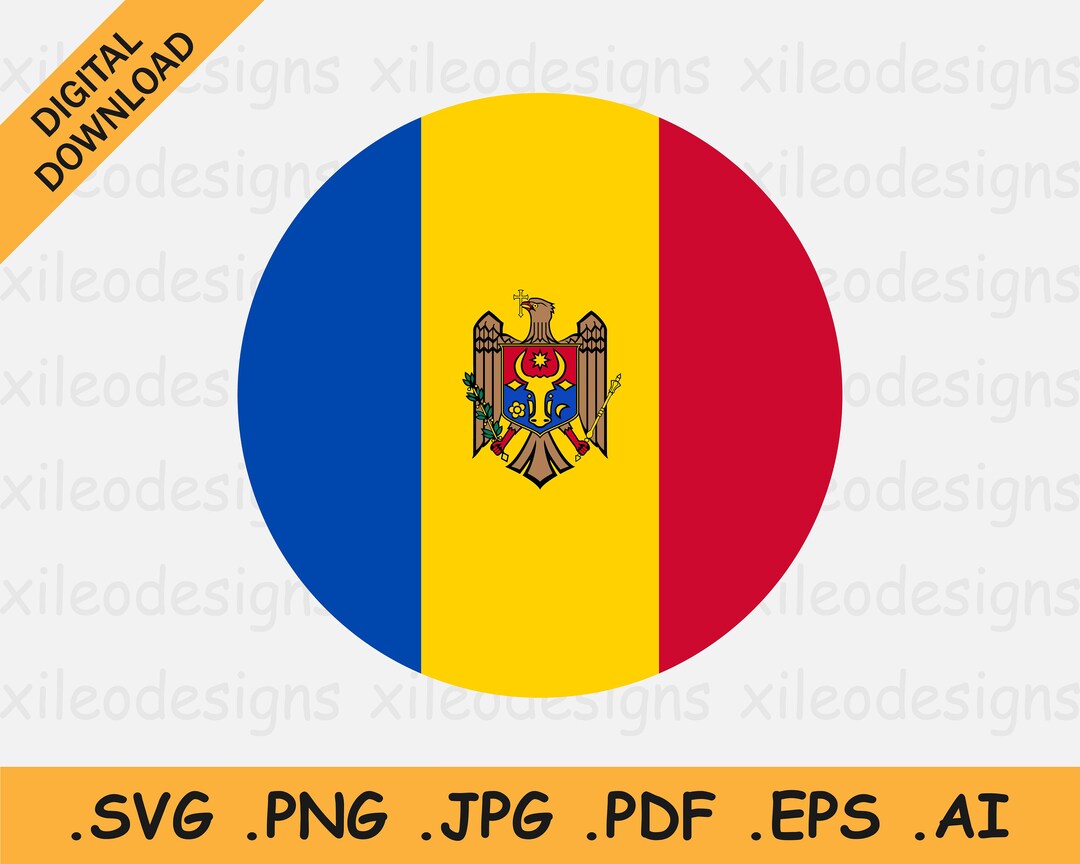 Moldova Round Flag SVG - Moldovan Circular Banner, Country National ...