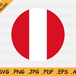 Peru Round Flag SVG, Peruvian Circle Icon, National Circular Banner ...