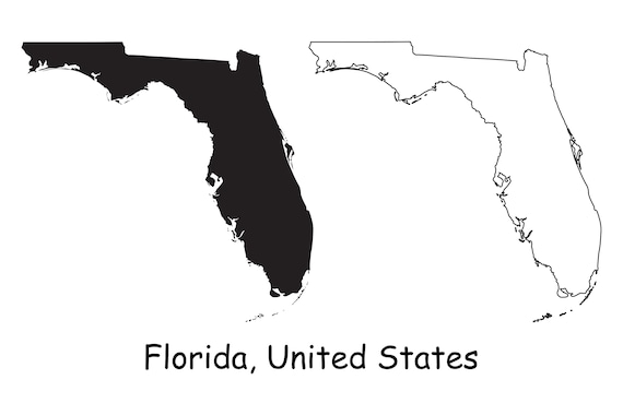 Florida Map SVG FL USA United States of America us Black | Etsy