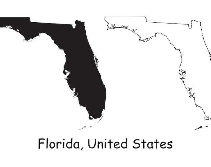 Florida Map SVG FL USA United States of America Us Black - Etsy