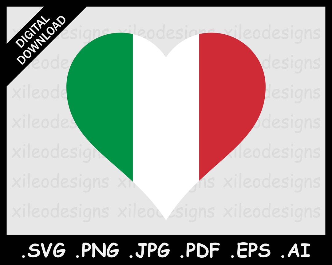 Italy Heart Flag SVG, Italian Love Shape Banner, National Nation ...
