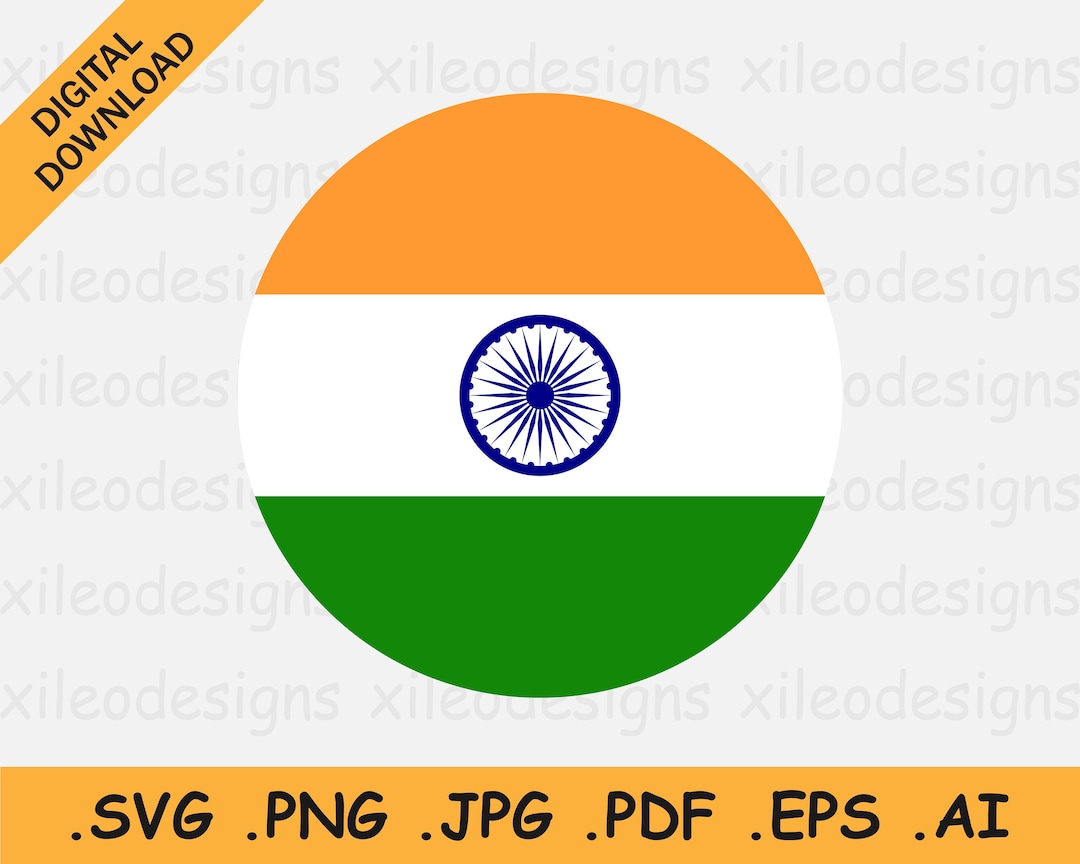 India Round Flag SVG - Indian Circular Banner, National Circle Button ...