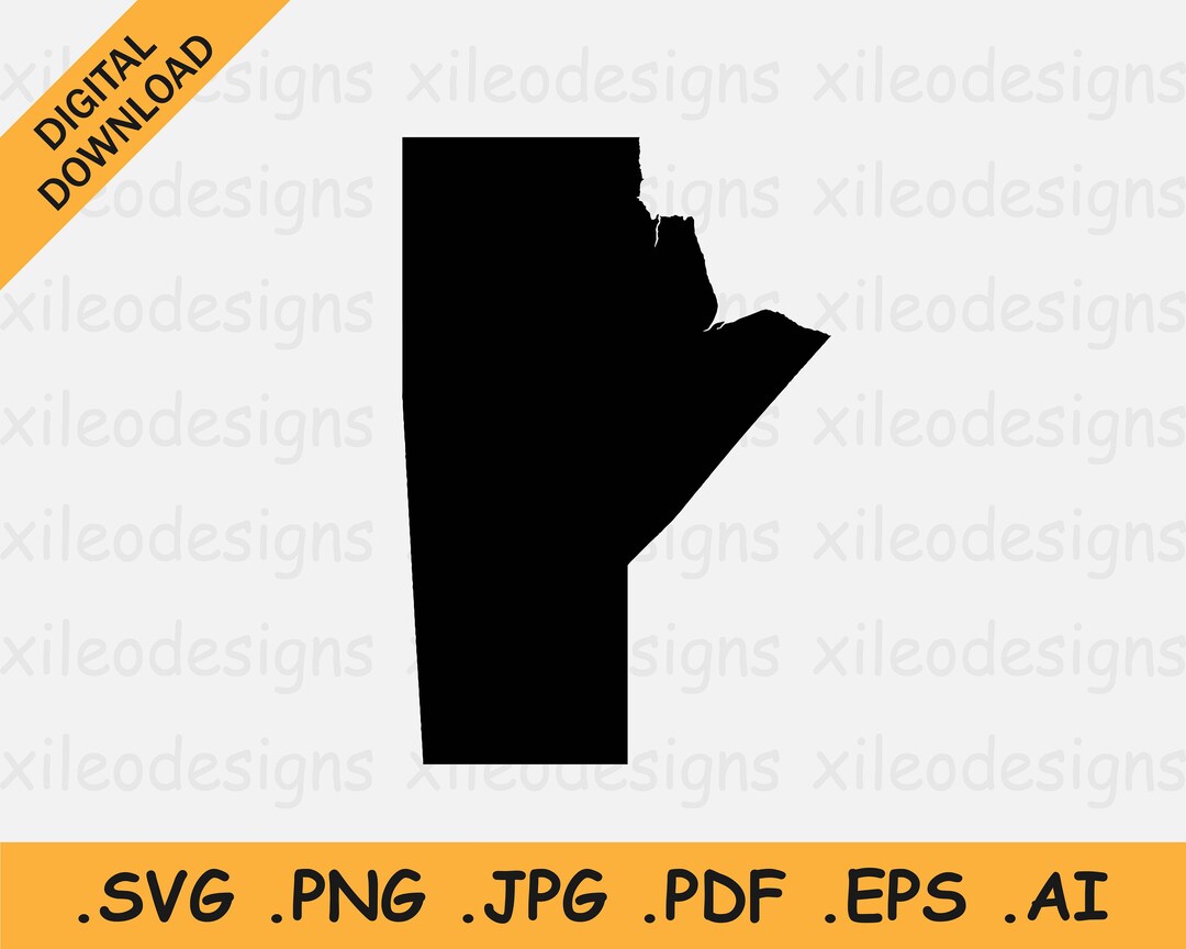 Manitoba Canada Map SVG - Canadian Province Border Boundary Shape Black ...