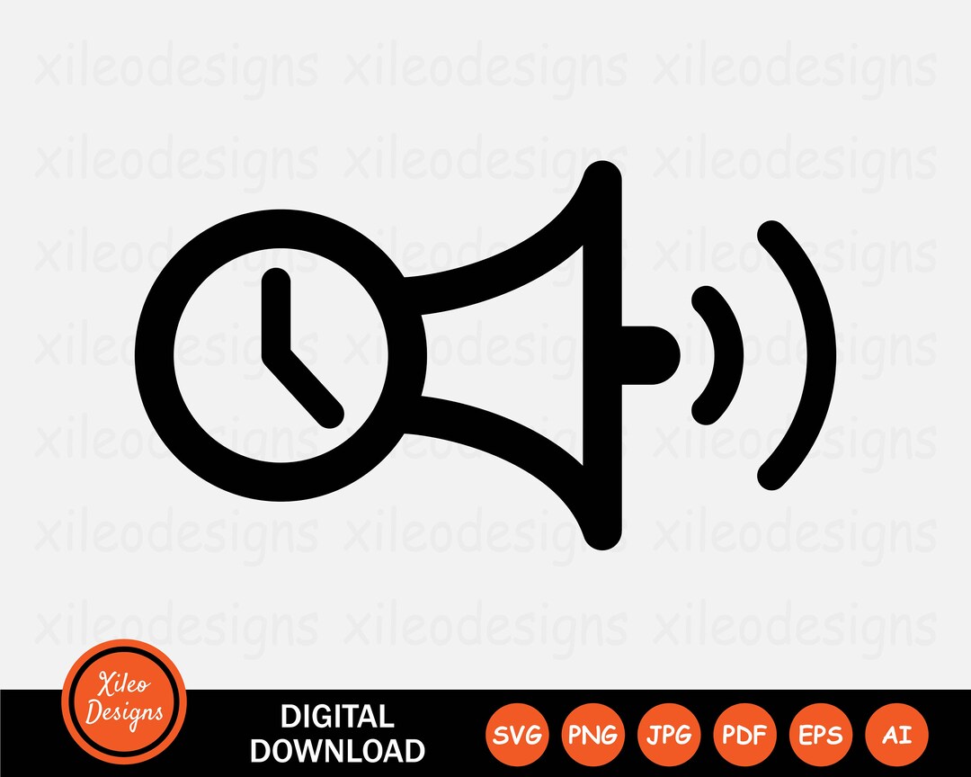 Alarm Clock Loud Speaker Icon SVG Timer Bell Megaphone Png Jpg Eps Ai ...
