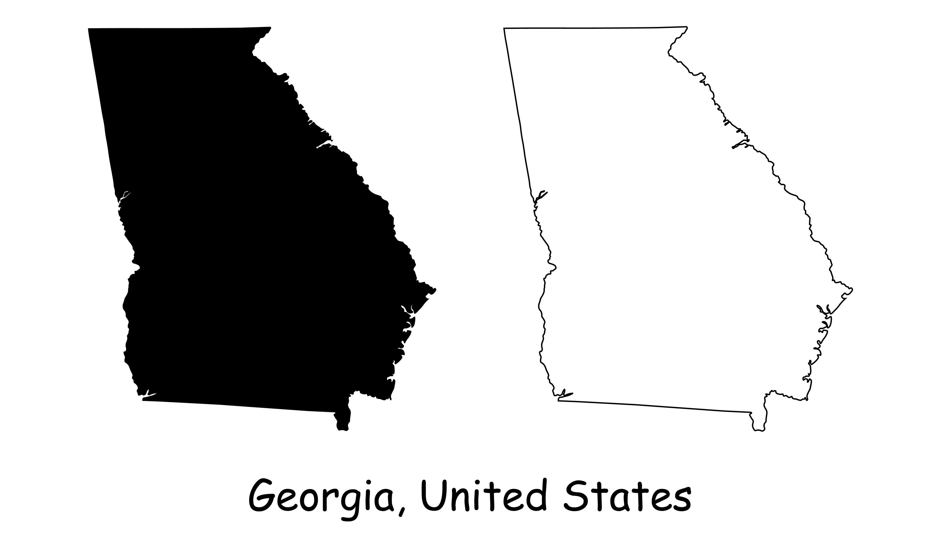 Georgia Map SVG GA USA United States of America Us Black - Etsy