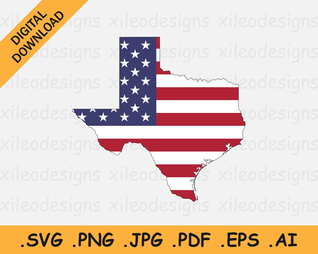 Texas Map US Flag Svg - TX USA on American Flag, America State Banner ...