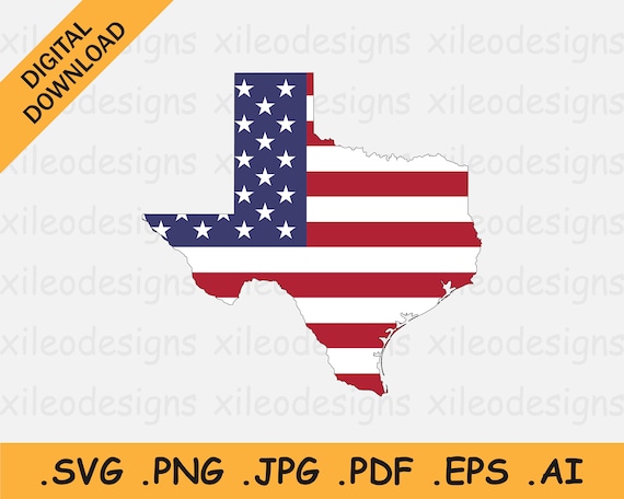 Texas Map US Flag Svg TX USA on American Flag America State - Etsy