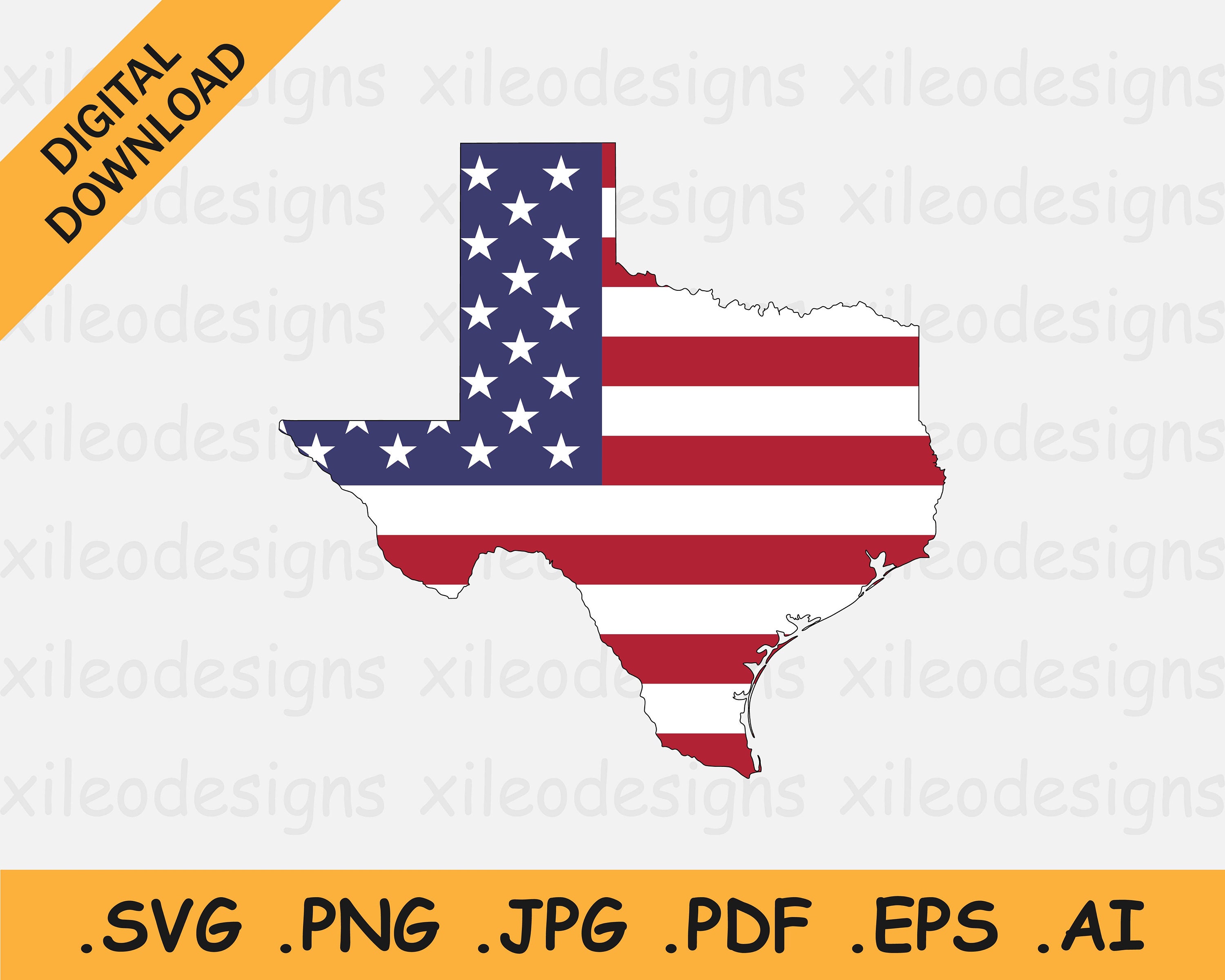 Texas Map US Flag Svg TX USA on American Flag America State - Etsy
