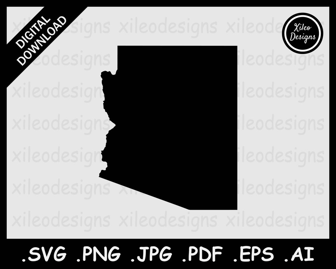 Arizona Map SVG, AZ USA State Boundary Border, Arizonan United States ...