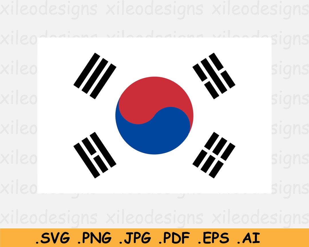 South Korea SVG National Flag, Korean Nation Country Banner, Cricut Cut ...