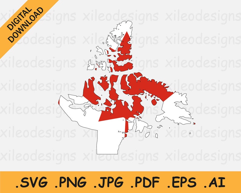 Nunavut Map Canada Flag SVG Canadian Territory Banner Shape - Etsy