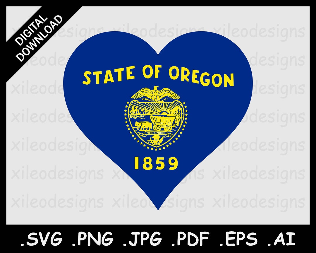 Oregon Heart Flag SVG, OR USA Love Shape Flag, Beaver State Sign Symbol ...