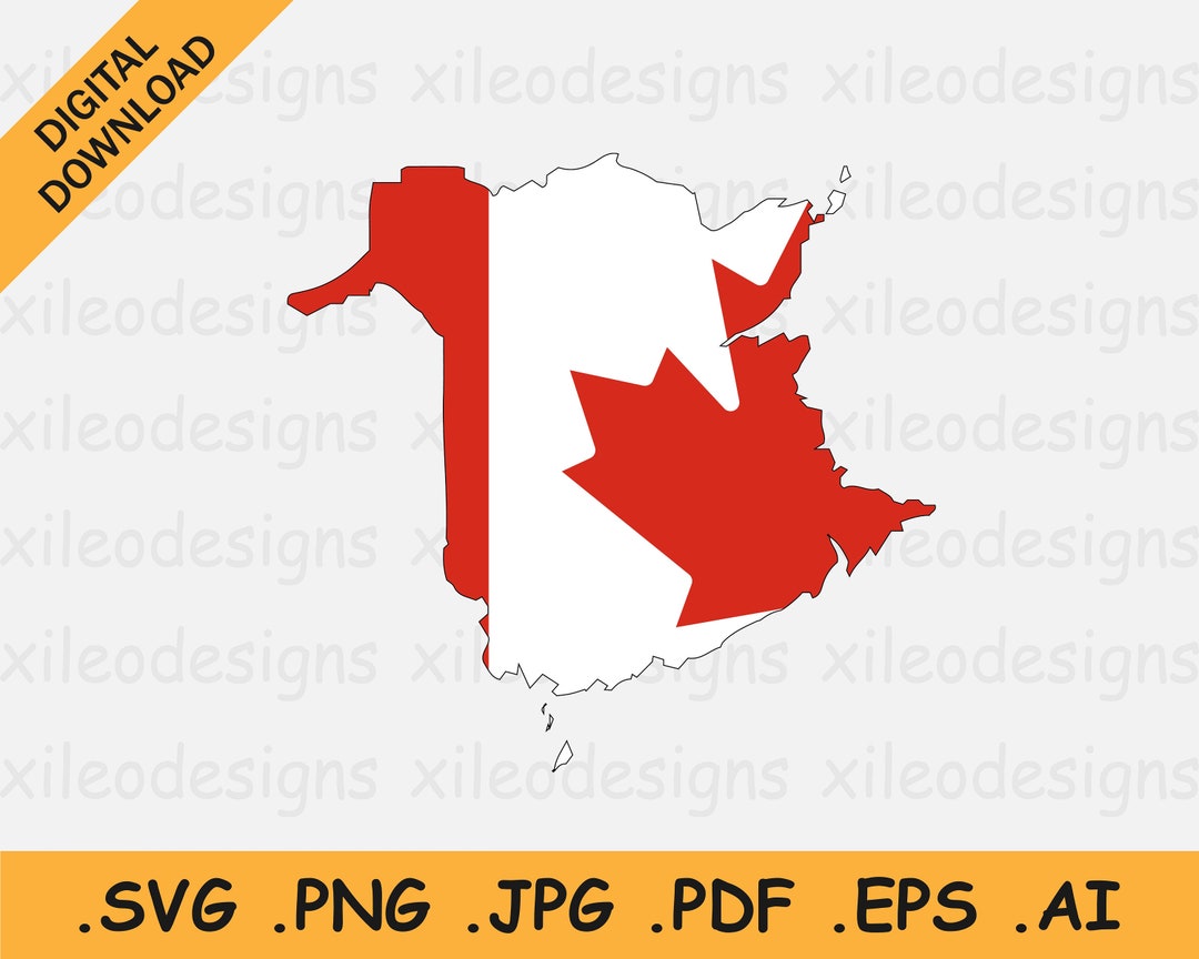 New Brunswick Map Canada Flag SVG - Canadian Province Banner Shape ...