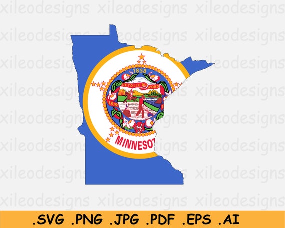 Minnesota Map Flag SVG MN USA United States of America - Etsy