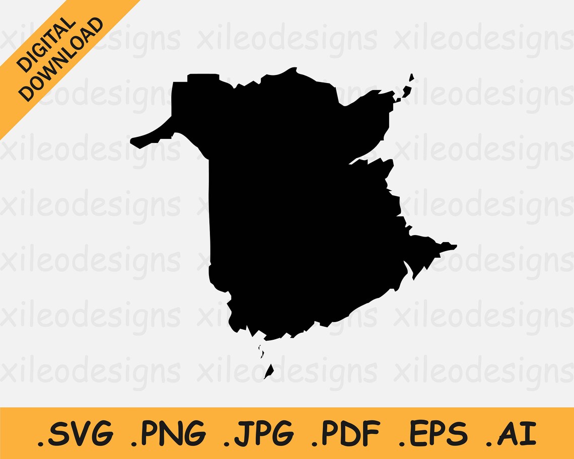 New Brunswick Canada Map SVG Canadian Province Border | Etsy