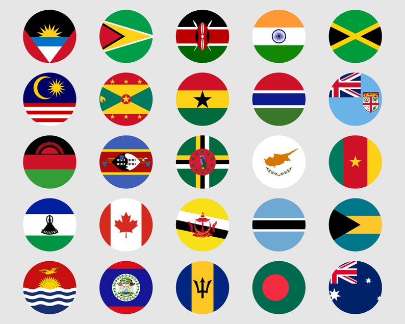 Commonwealth Countries Circular Flags SVG Round Flag Member | Etsy
