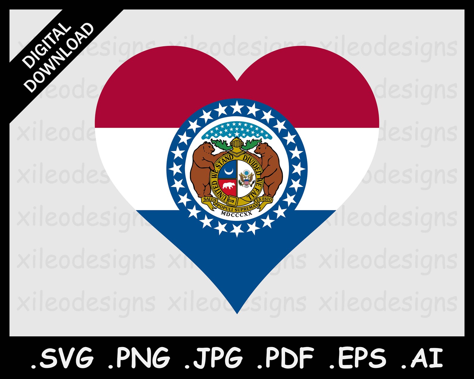 Missouri Heart Flag SVG, MO USA Love Shape Flag, State Icon Sign Symbol ...