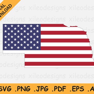Nebraska Map US Flag Svg, NE USA on American Flag, America State Banner ...