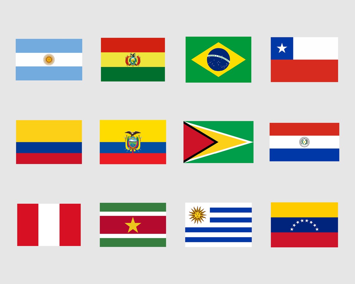 South America Country Flags SVG Bundle Set South American - Etsy
