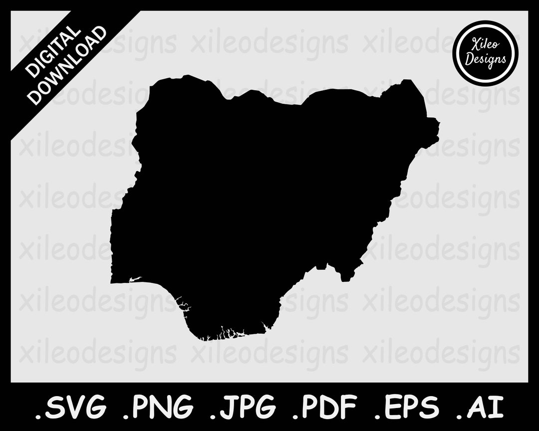 Nigeria Map SVG, Nigerian Country National Border Boundary Map, Black ...