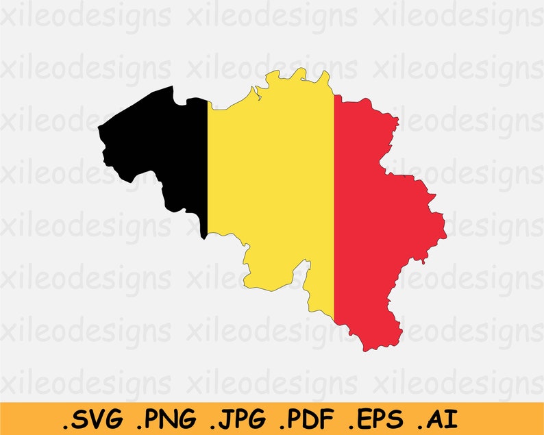Belgium Map Flag SVG Map of Belgium Belgian National Flag - Etsy