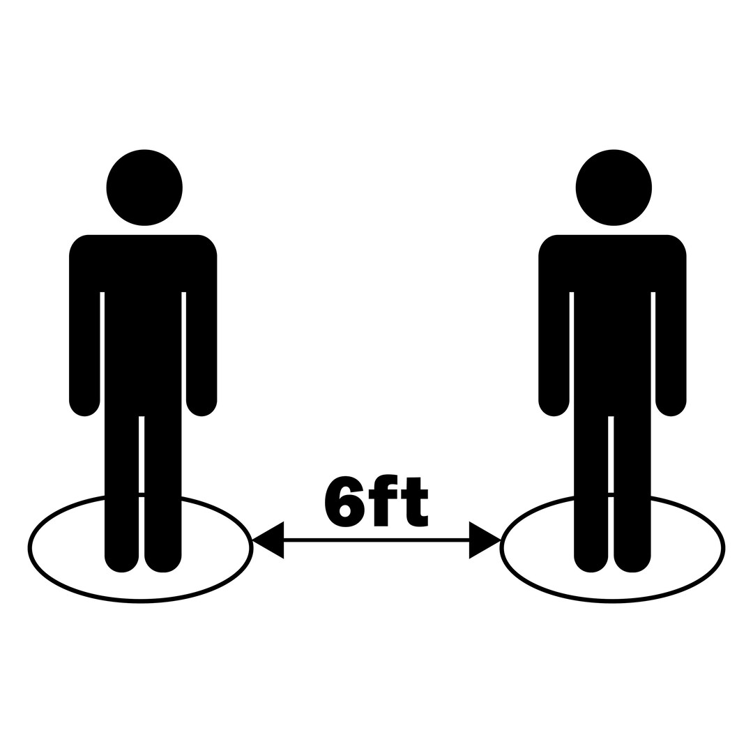 Social Distancing 6ft Sign Six Feet 6 Ft Apart Away Stick Figure Icon ...