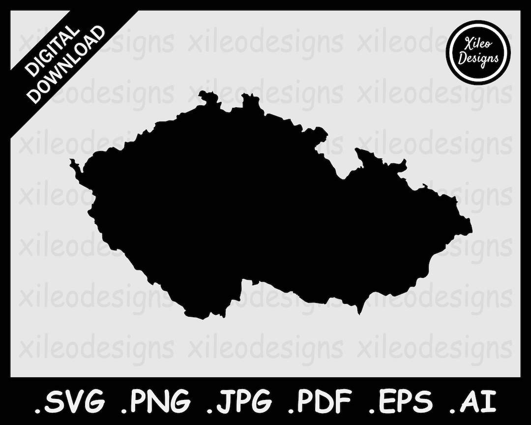 Czech Republic Map SVG, Czechia Country National Border Boundary, Black ...