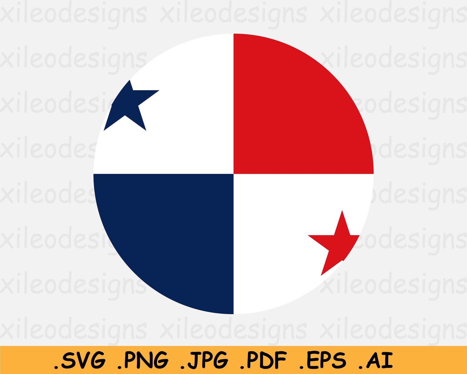 Panama Round Flag SVG Panamanian Circular Banner National | Etsy