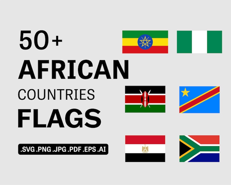 Africa Country Flags SVG Bundle African Countries Flag SVG | Etsy
